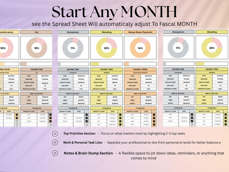 Savings Tracker Google Sheets Template | Digital Budget Planner ...