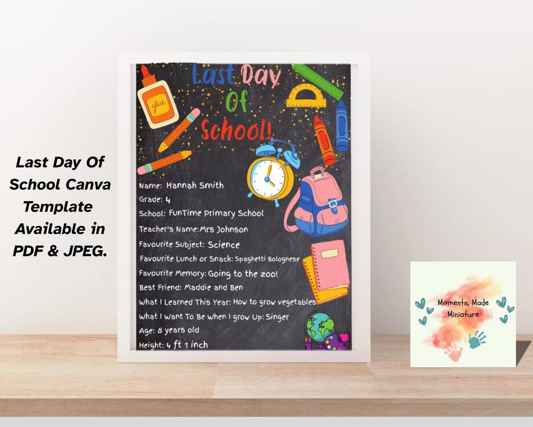 Last Day of School Sign Printable | Editable Canva Template & Write-in ...