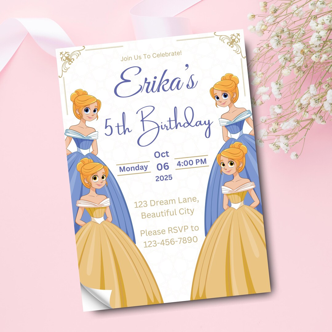 Little Princess Birthday Invitation for Girls Princess Party Card ...