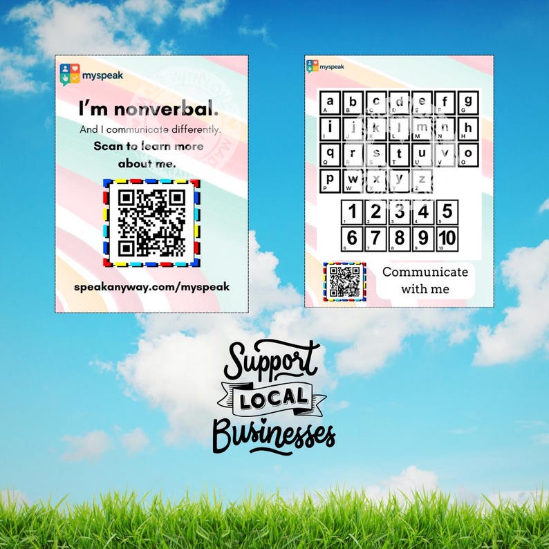 Printable AAC Communication Cards – Emergency QR Code ID Tags (pdf) - Etsy
