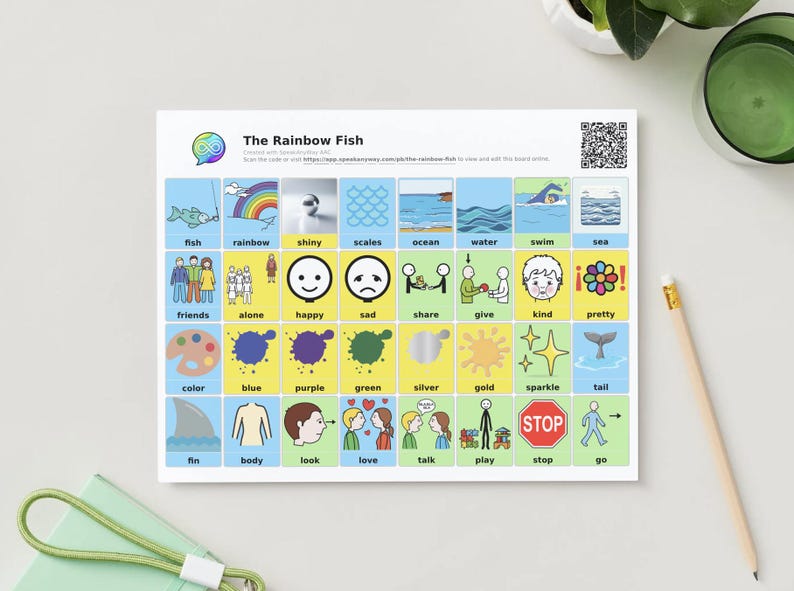 Rainbow Fish AAC Board | Printable Story Time Communication Board for ...