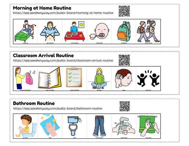 Printable Daily Routine Cards for Kids: Visual Schedule With QR Codes ...