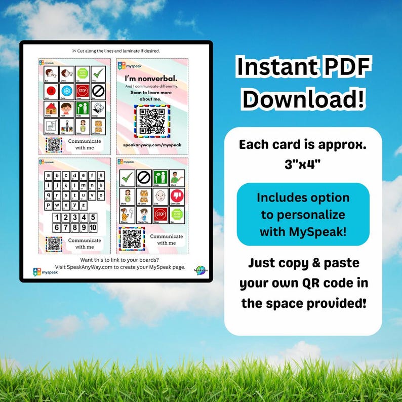 Printable AAC Communication Cards – Emergency QR Code ID Tags (pdf) - Etsy