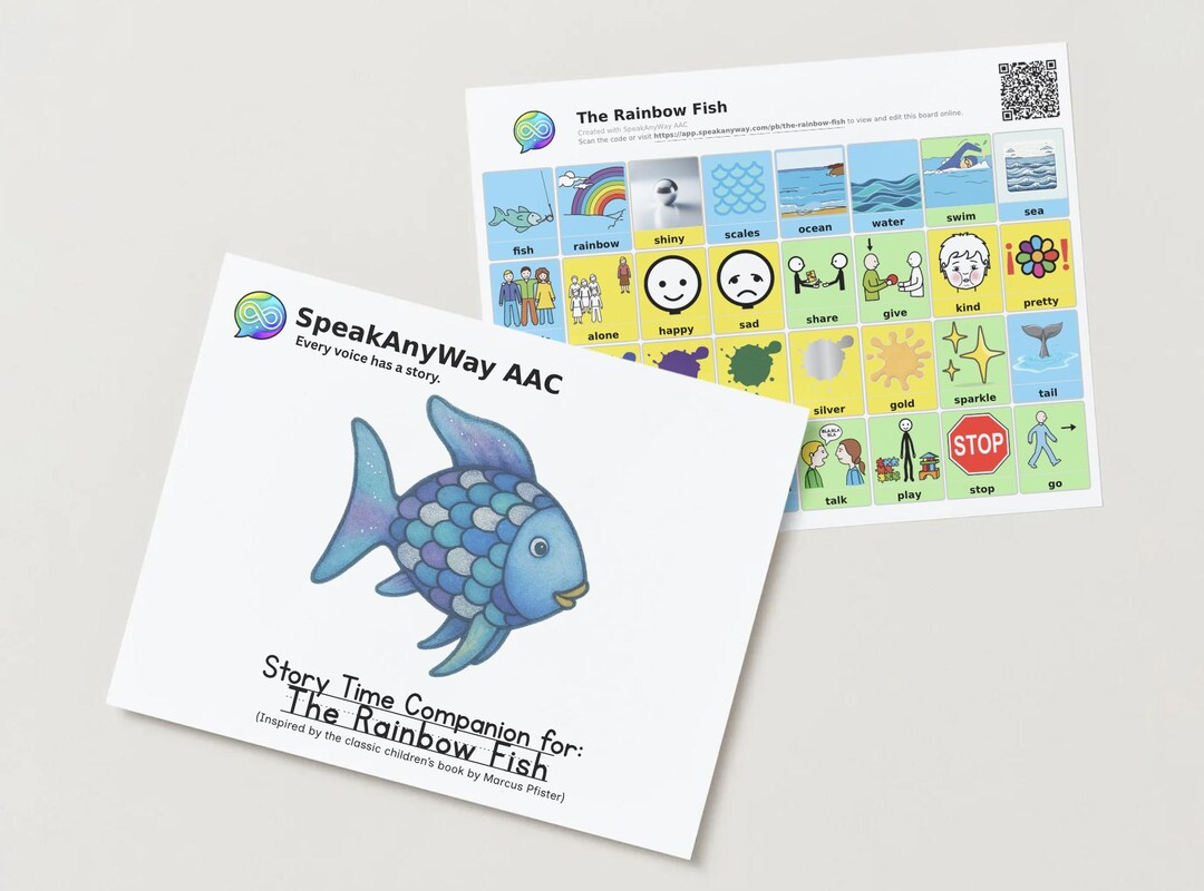Rainbow Fish Story Time AAC Board: Speech Therapy Communication ...