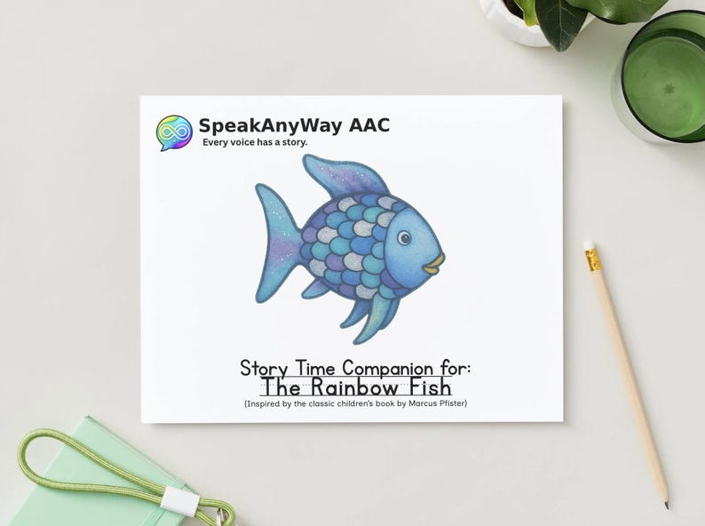 Rainbow Fish Story Time AAC Board: Speech Therapy Communication ...