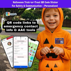 Halloween Trick-or-treat QR Code Stickers – 3x2" | Nonverbal, Safety ...