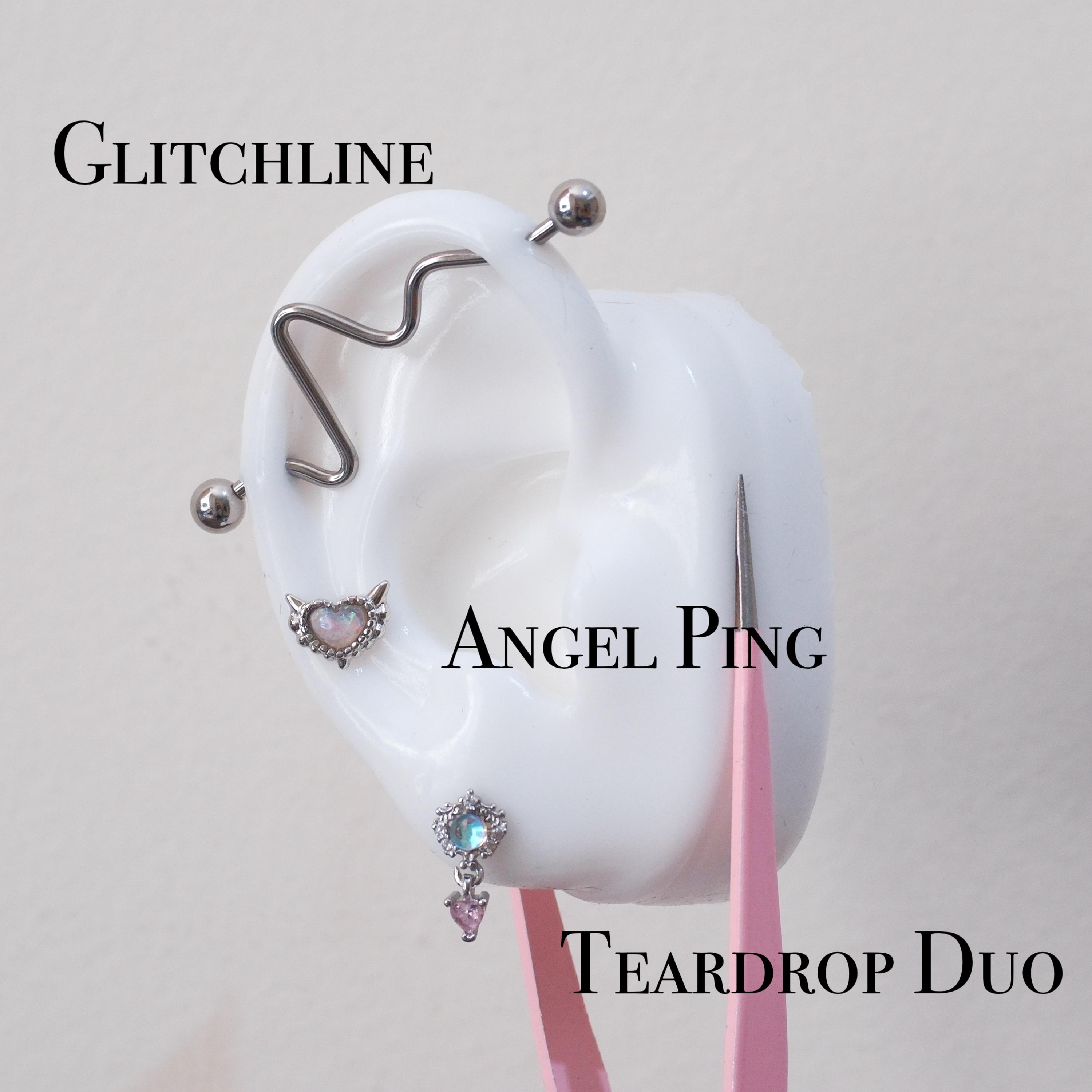 Crush Voltage Earring Set｜glitchline Angel Ping Teardrop Duo｜stainless ...