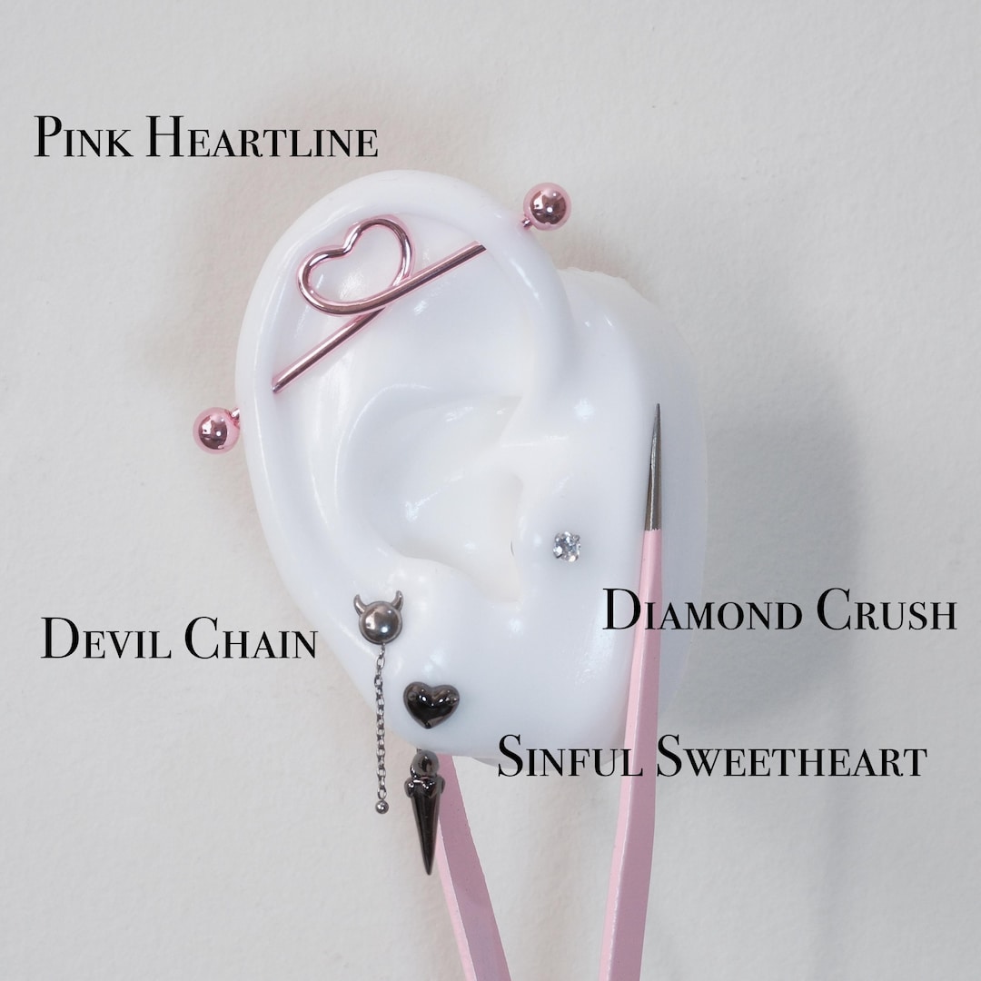 Heartstruck Devil Earring Set｜gothic Industrial Bar｜devil Chain ...