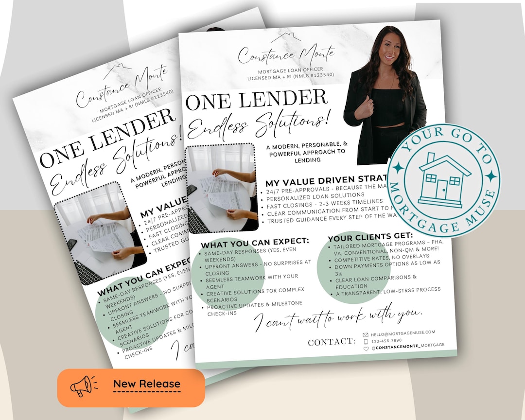 Mortgage Loan Officer Flyer Template: Canva Editable Marketing (digital ...