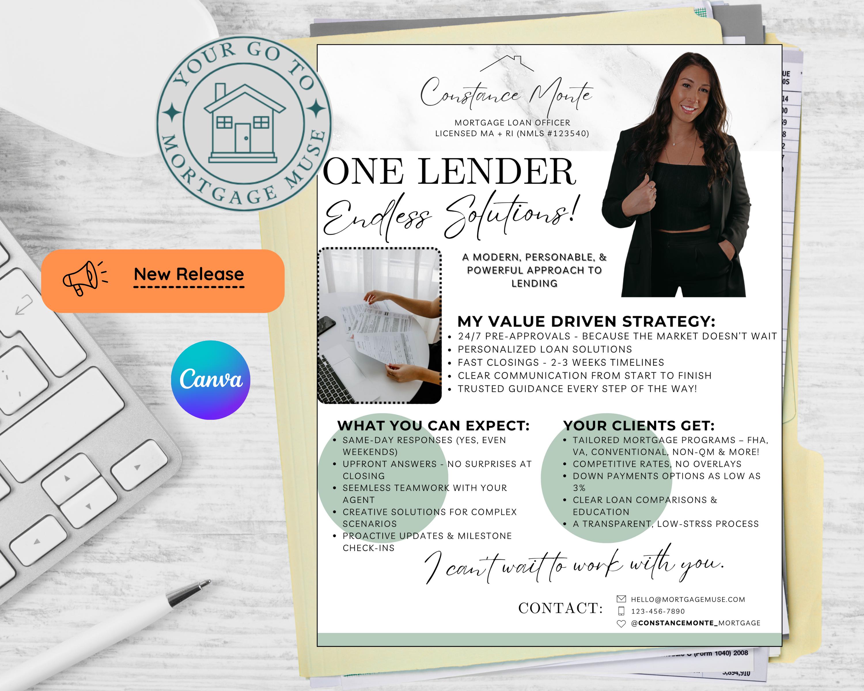 Mortgage Loan Officer Flyer Template: Canva Editable Marketing (digital ...