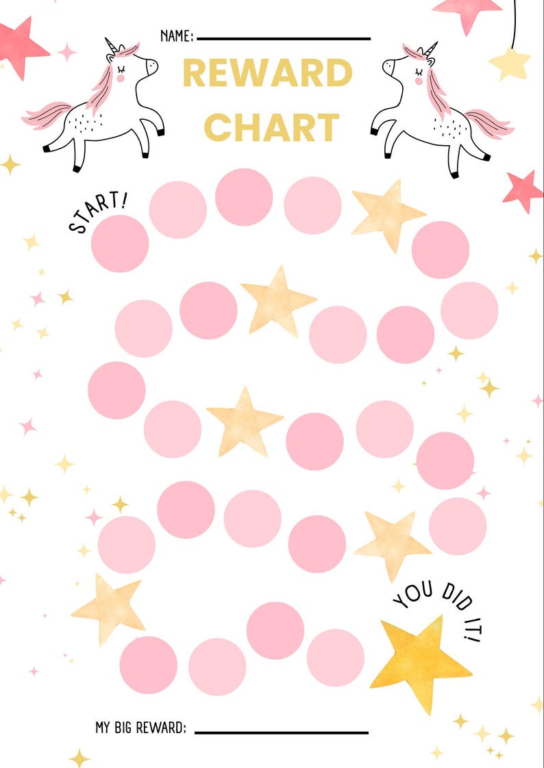 Printable Unicorn Reward Chart for Kids (PDF & PNG) - Etsy