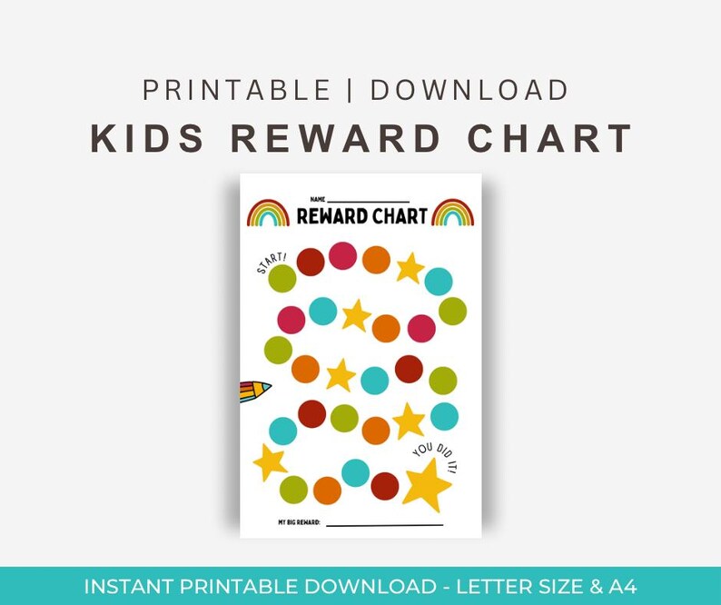 Printable Rainbow Reward Chart for Kids (PDF & PNG) - Etsy Canada