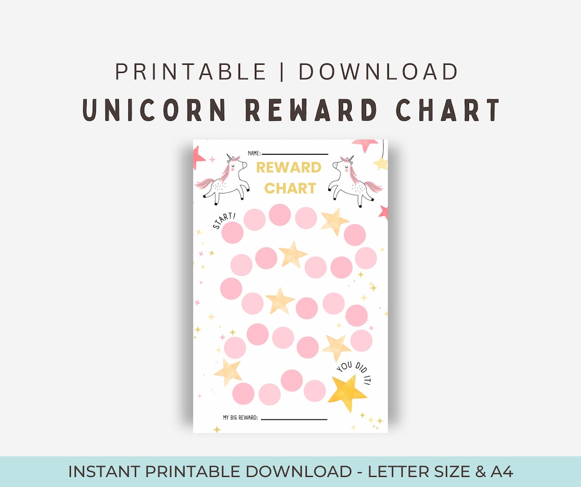 Printable Unicorn Reward Chart for Kids (PDF & PNG) - Etsy