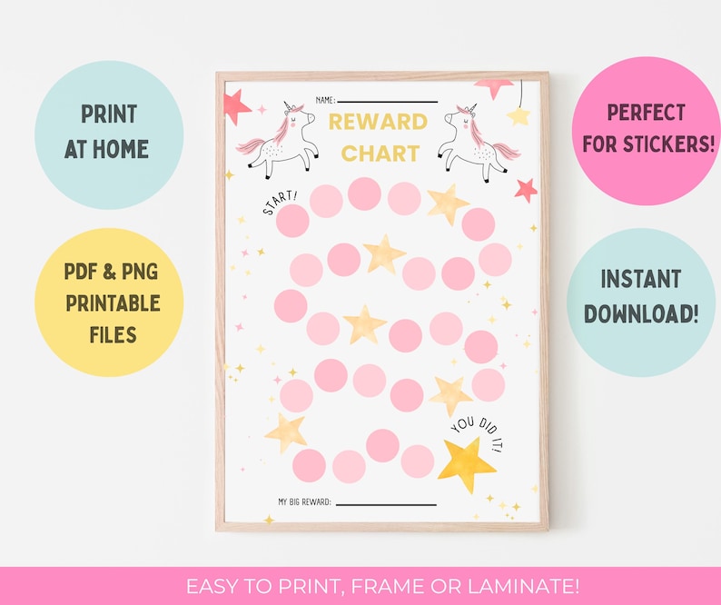 Printable Unicorn Reward Chart for Kids (PDF & PNG) - Etsy