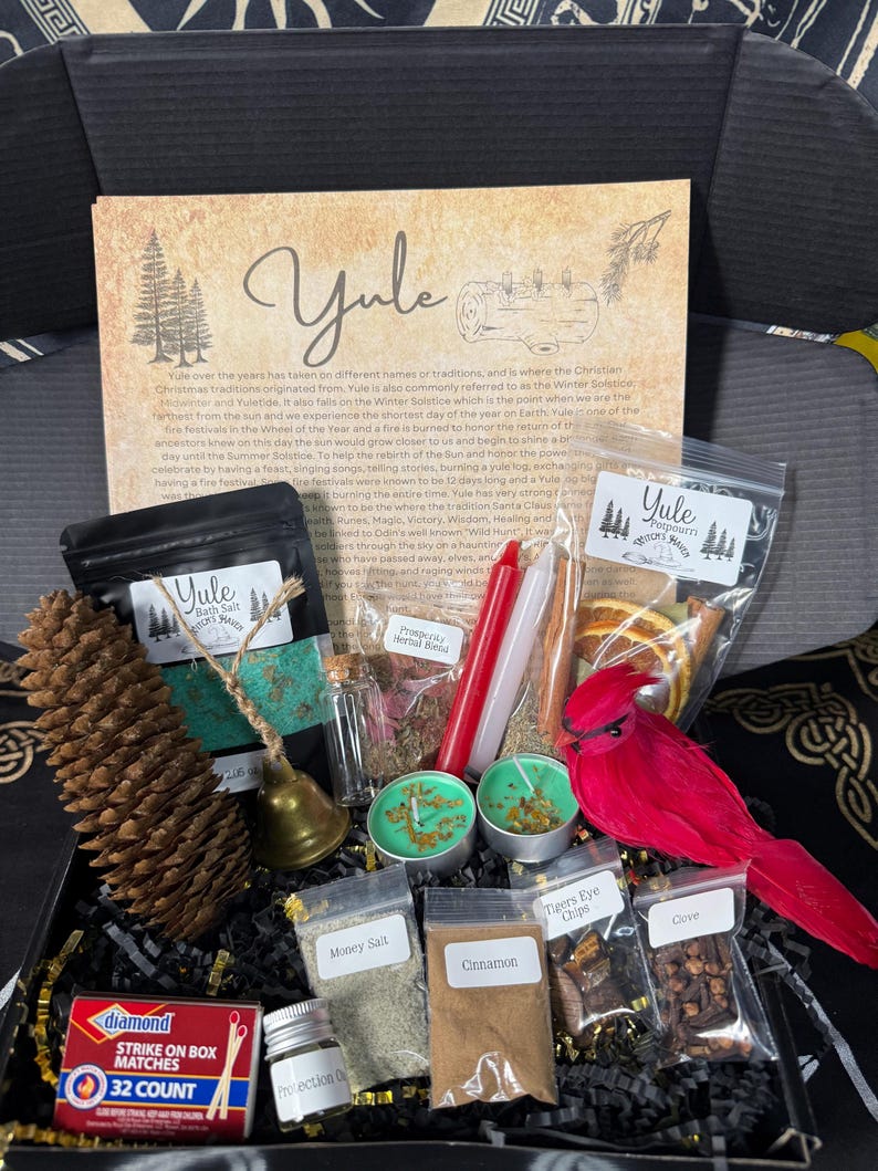 Yule Ritual Box: Winter Solstice Gift Set, Handmade Bath Salt, Candles ...
