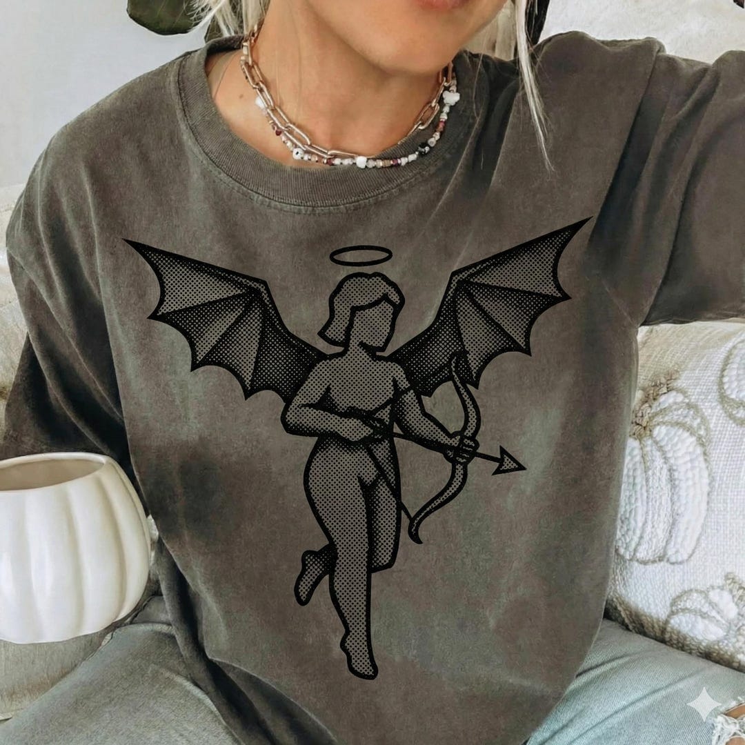 Dark Cupid PNG Gothic Angel Silhouette, Fallen Angel Valentine Art Dark ...
