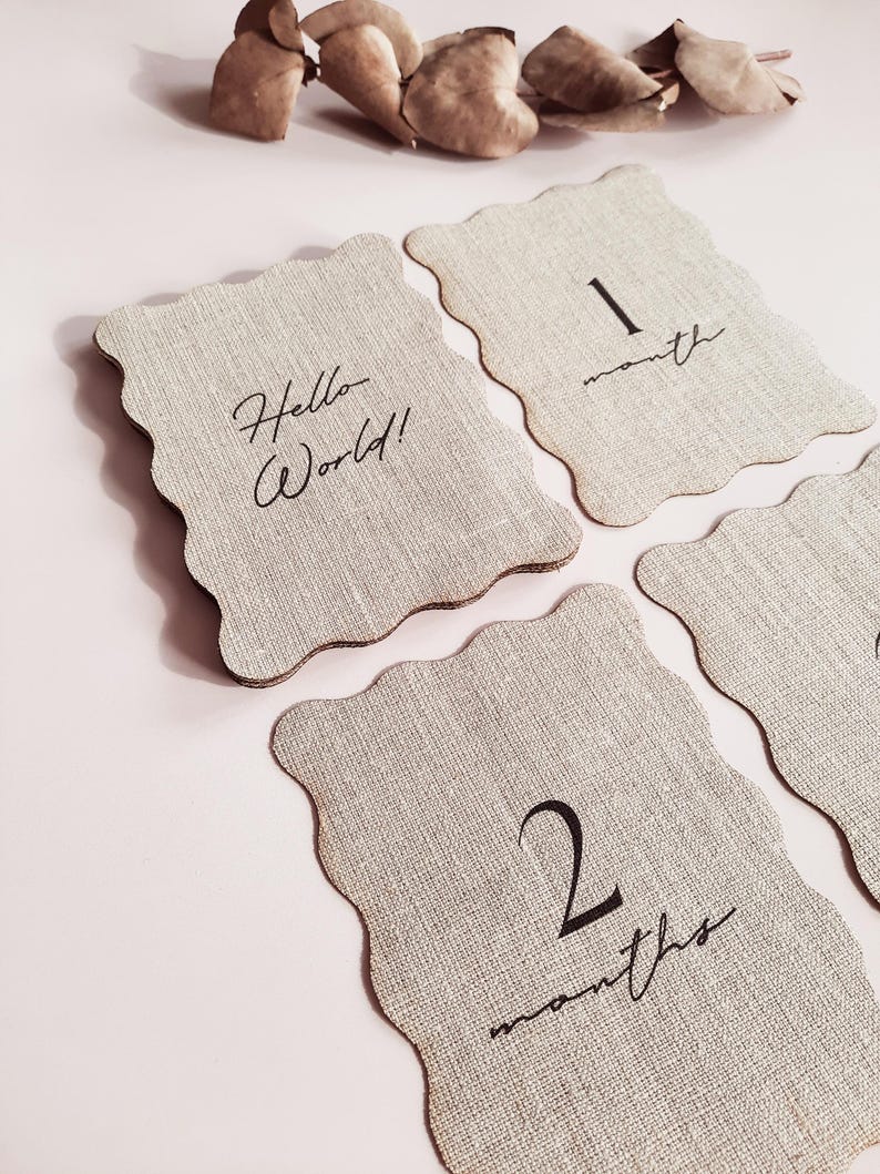 Personalized Linen Baby Milestone Cards: Newborn Photo Prop - Etsy