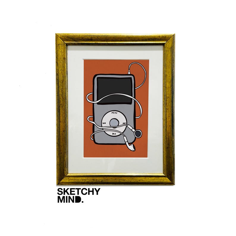 Ipod Classic Line Art Retro Tech Drawing Minimalist Digital Download ...