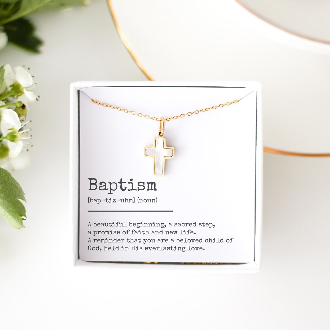 Baptism Cross Necklace for Girls, Gold Cross, Personalized Gift for ...