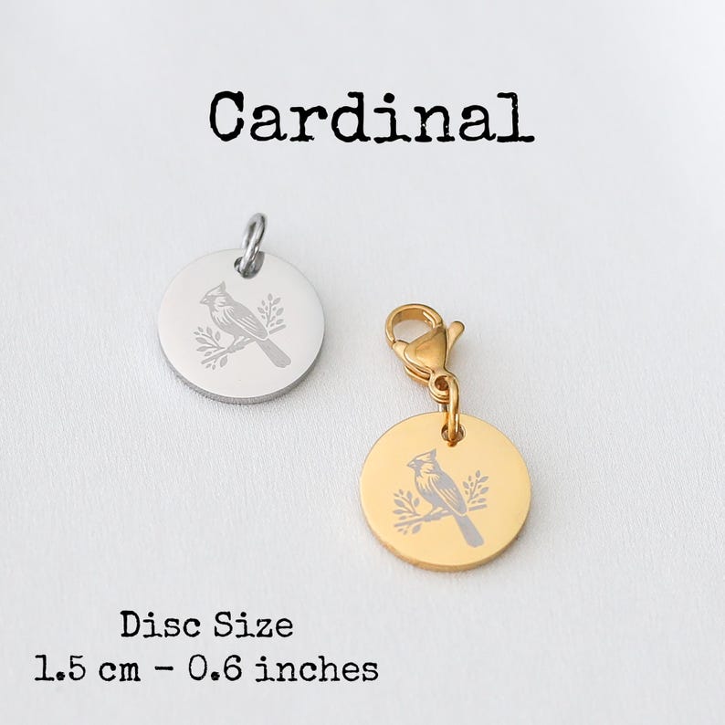 Engraved Cardinal Memorial Charm – Personalized Initial or Date Charm ...