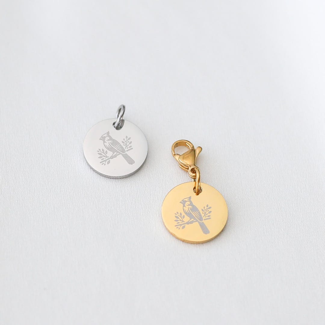 Engraved Cardinal Memorial Charm – Personalized Initial or Date Charm ...
