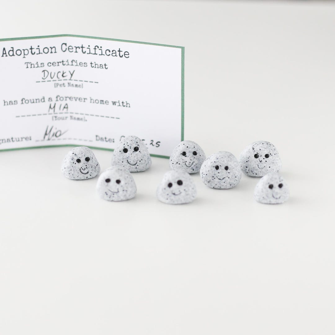 Small Grey Desk Rock Buddy – 1.5 Cm Polymer Clay Friend – Unique Desk ...