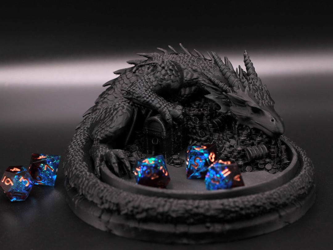 Coal Sleeping Dragon Dice Tray - Etsy
