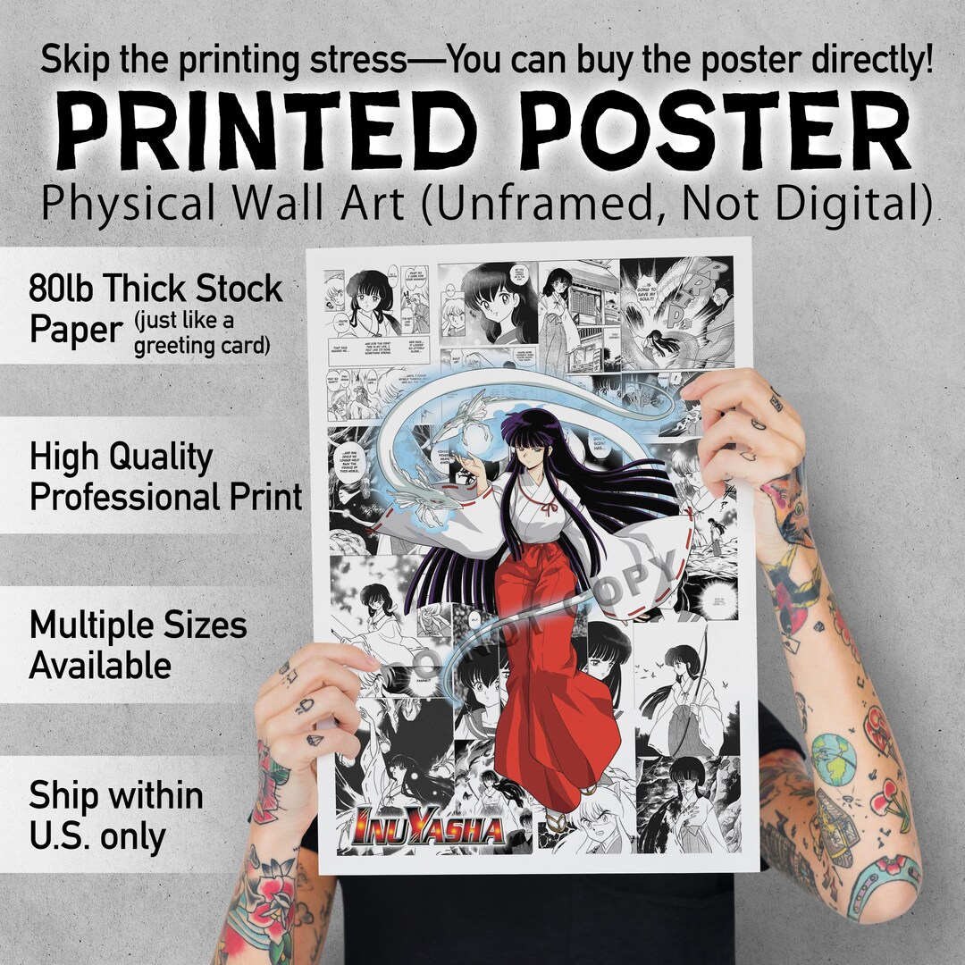 Inuyasha Kikyo - Anime Poster - Printed Poster Wall Art Anime Gift ...