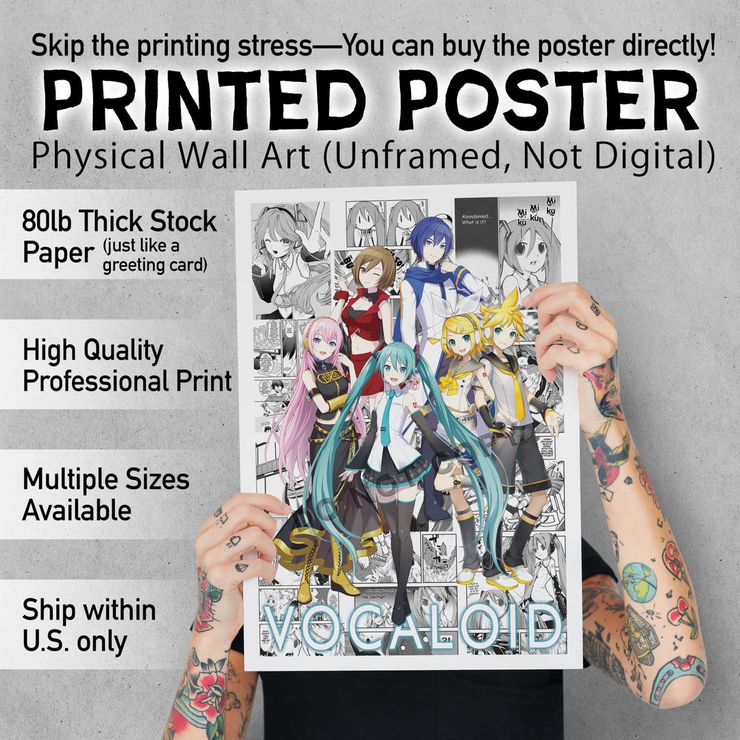 Vocaloid Miku - Anime Poster - Printed Poster Wall Art Anime Gift Anime ...