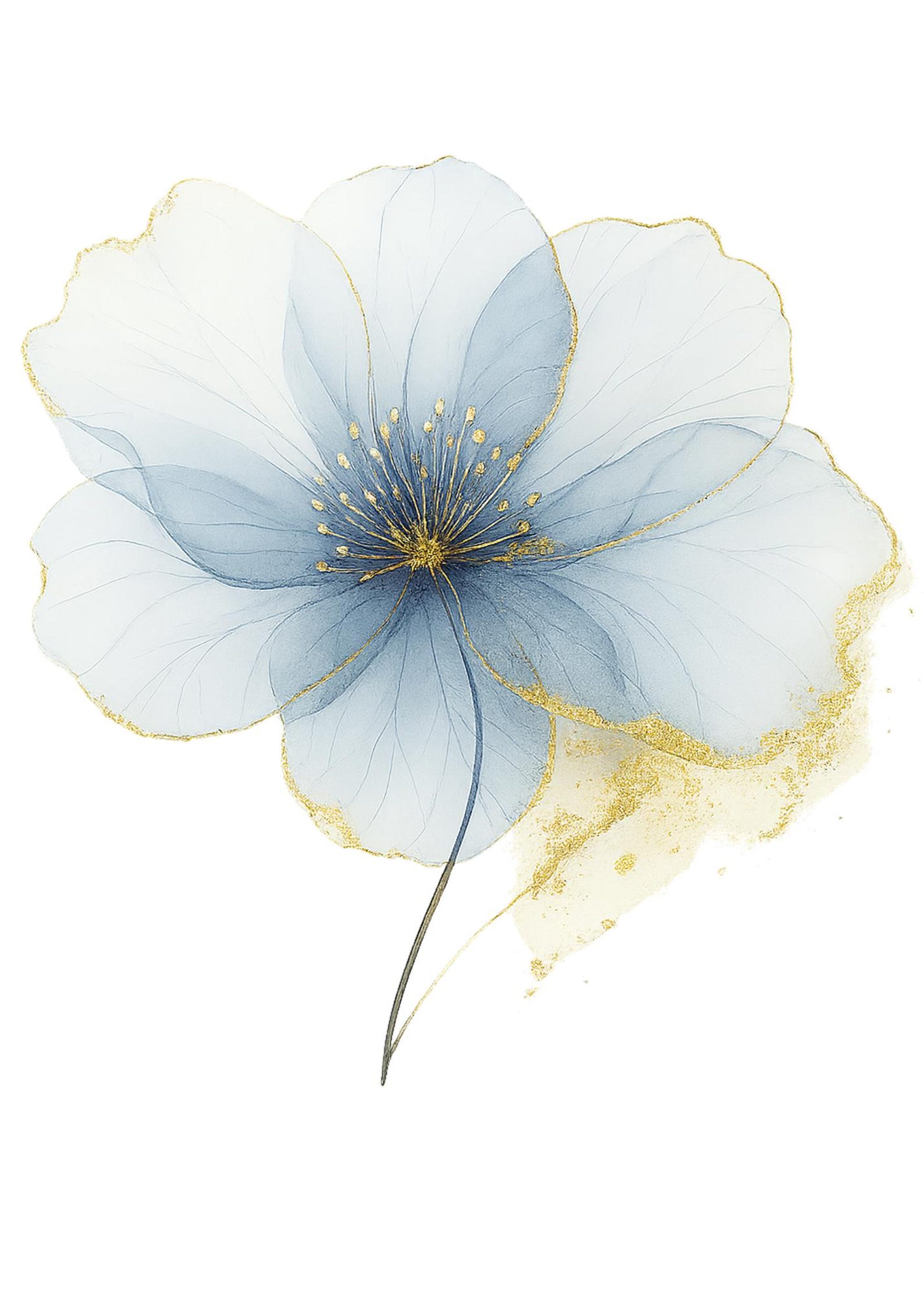 Watercolor Flower Clipart Bundle: Gold Accent Floral Pngs (digital ...