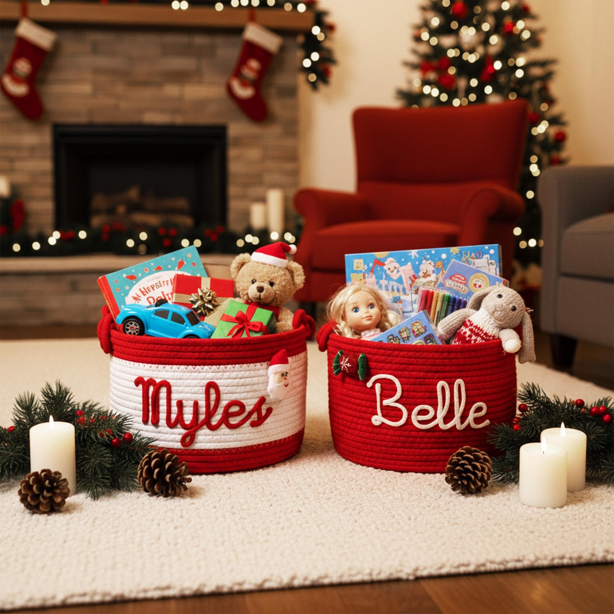 Personalized Christmas Basket: Custom Holiday Decor Gift - Etsy