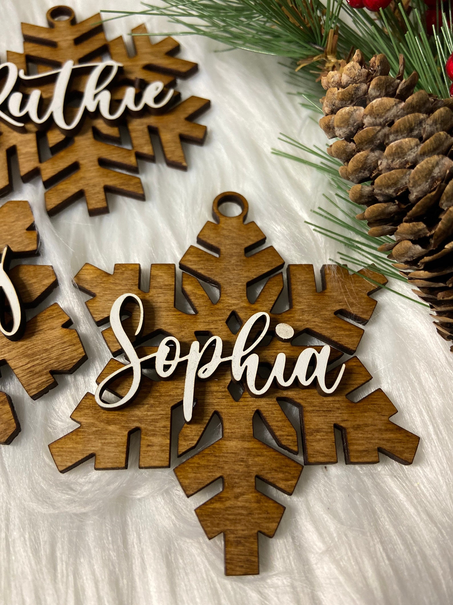 Handmade Laser Cut Stained Snowflake Personalized Christmas Ornaments ...