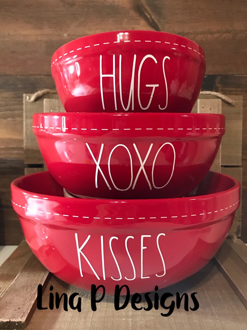 Rae Dunn Valentine Inspired Farmhouse Hugs Kisses Xoxo Vinyl - Etsy