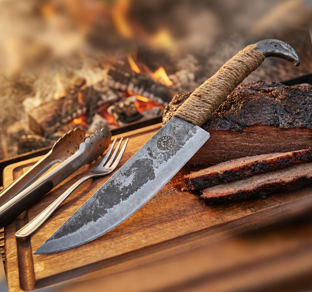 Hand Forged Viking Raven Head Seax Knife | Carbon Steel Blade, Rustic ...