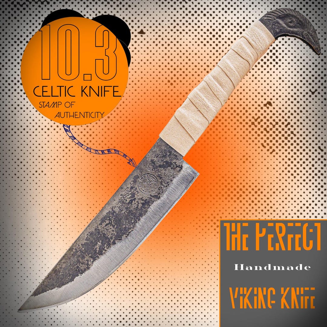 BUMPY BAZAR Raven Hilt Head Norse Viking-styled Knife 10.3" - Hand ...