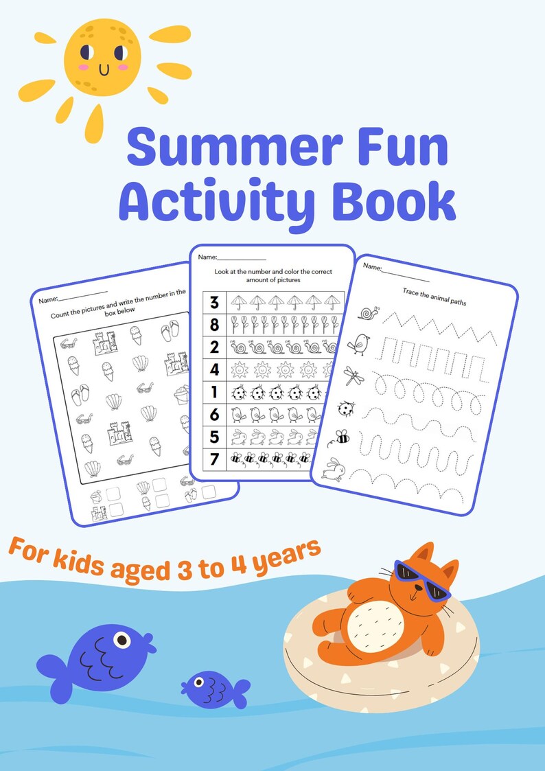 Summer Learning Fun: Printable Worksheet Pack for Children Aged 3 to 4 ...