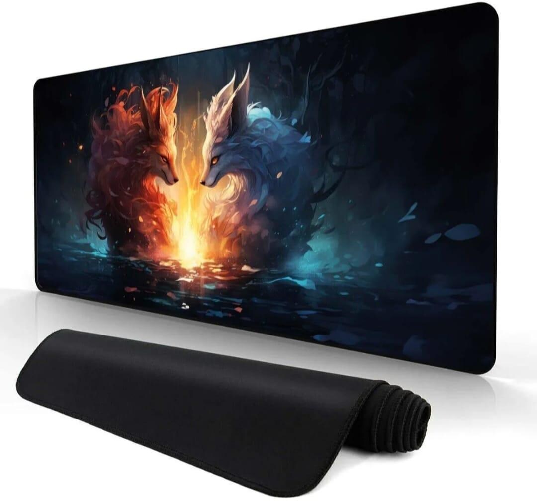 Fire Ice Mouse Pad, 90x40 Desk Mat, Elemental Mousepad, Gaming Desk Pad ...