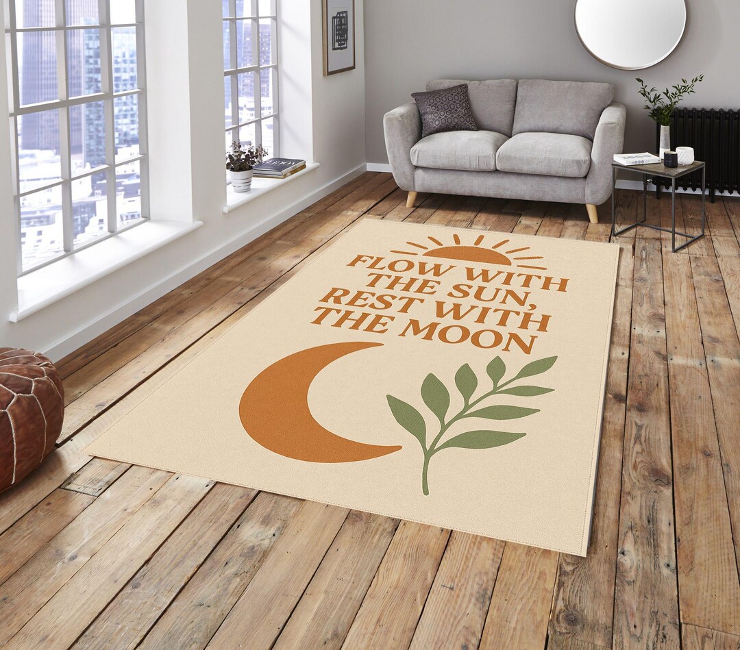 Flow With the Sun Rug, Rest With the Moon Rug, Inspirational Quote Rug ...