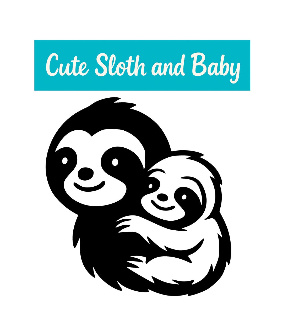 Cute Sloth and Baby SVG and PNG – Adorable Hanging Sloth Duo for Cricut ...