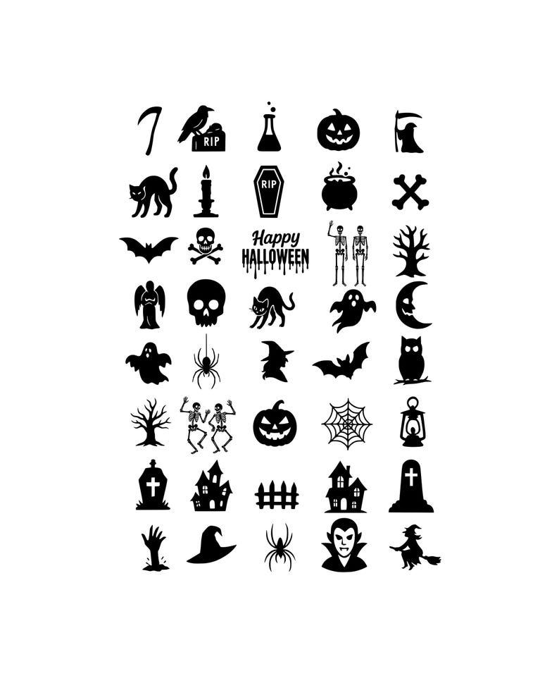 Halloween Essentials SVG Bundle | 40 Spooky Silhouette Designs | Png ...