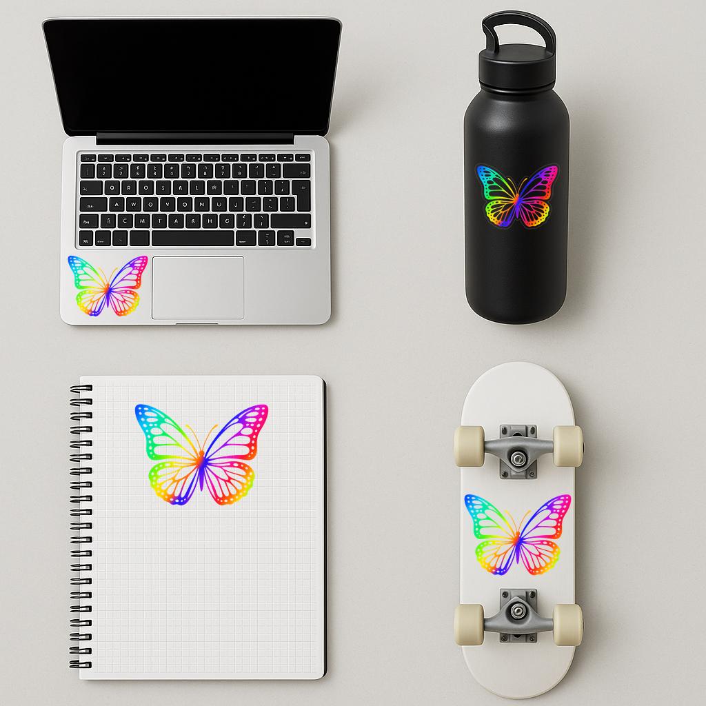 Rainbow Butterfly PNG Clipart: Vibrant Sticker & Decal Design (digital ...