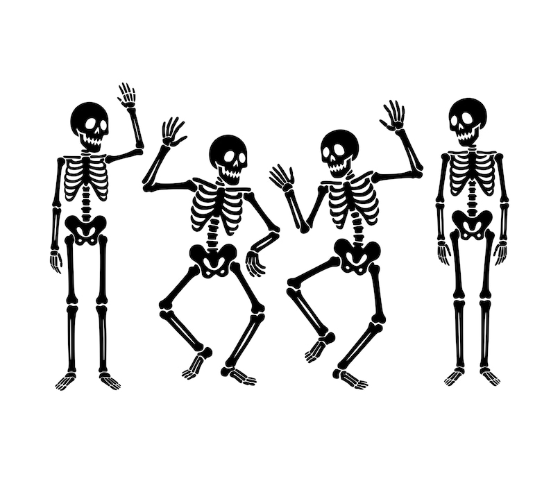 Dancing Skeletons: Halloween Clipart, Spooky Vector Design, Digital ...