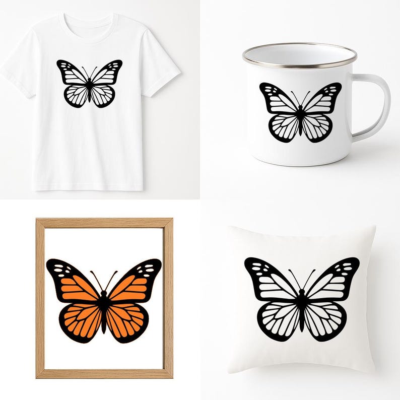 Monarch Butterfly SVG | Tattoo Stencil Clipart | Butterfly Outline for ...