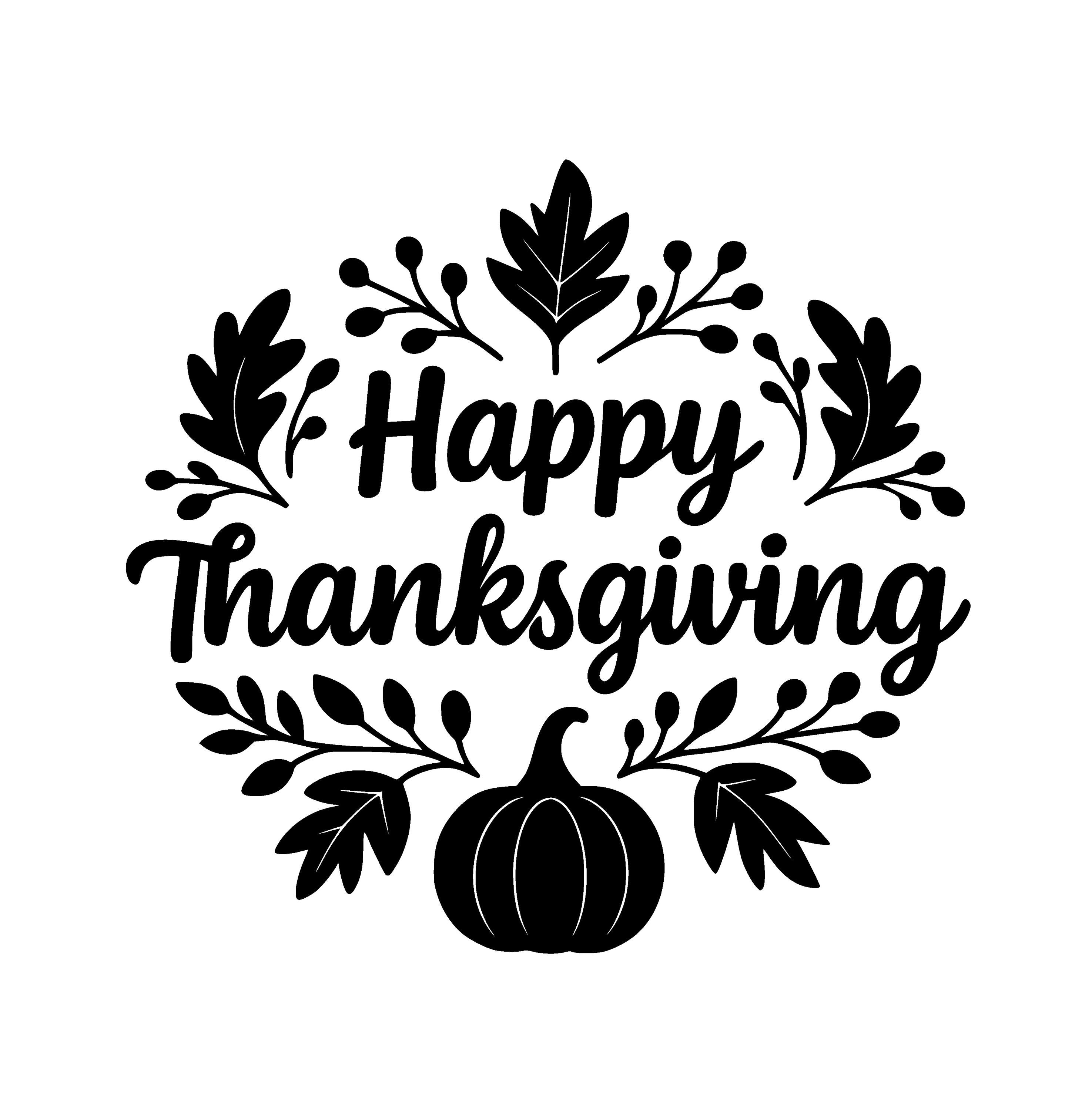 Happy Thanksgiving Silhouette SVG | Fall Pumpkin Leaves Vector ...