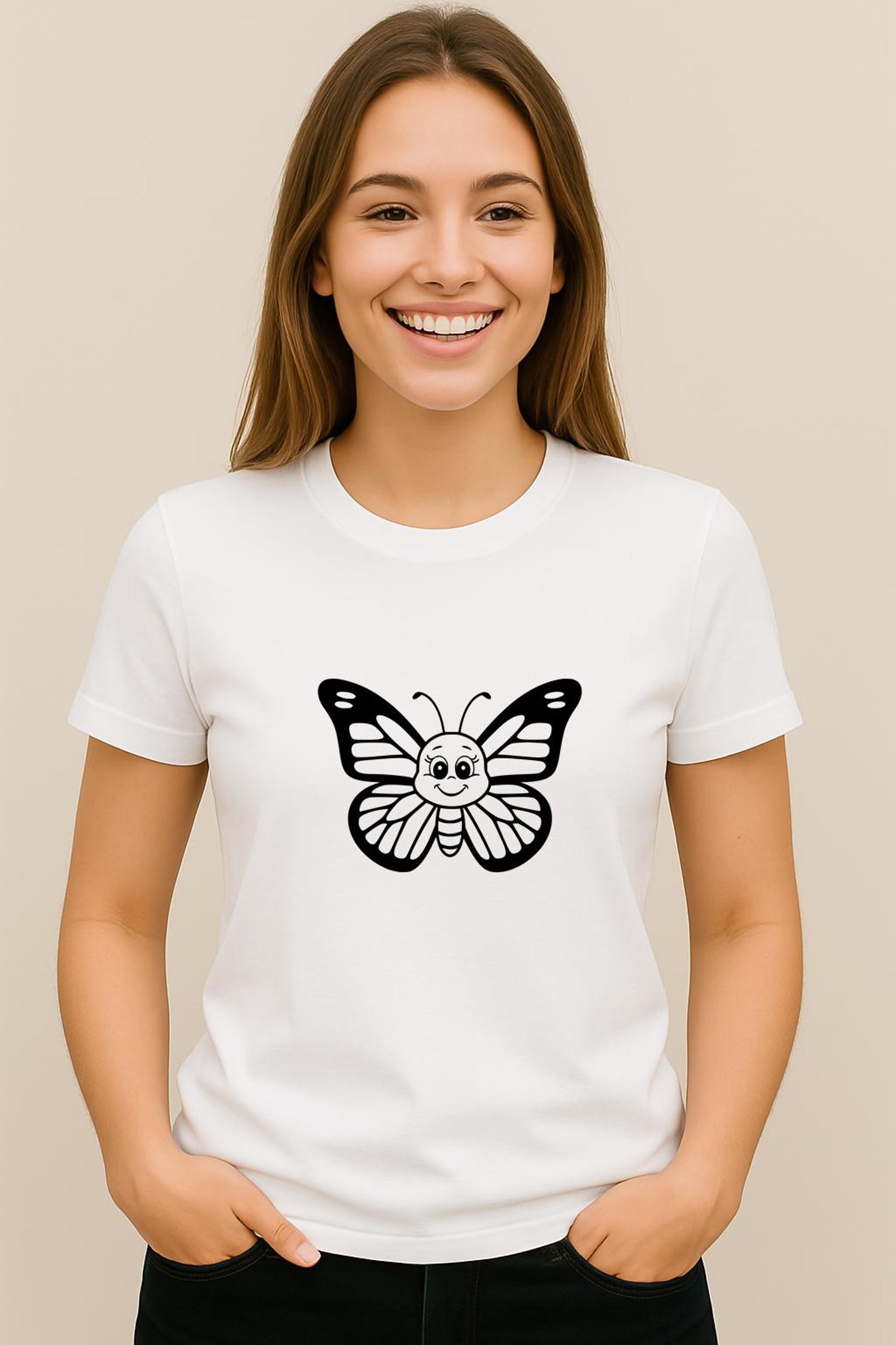 Cute Cartoon Butterfly SVG | Smiling Butterfly Clipart | Cricut ...