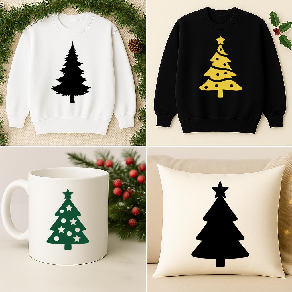 Christmas Tree SVG Bundle | 5 Holiday Silhouette Cut Files for Cricut ...