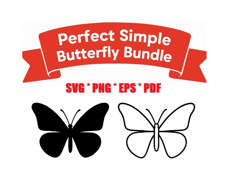 Perfect Simple Butterfly SVG Bundle | Includes Both Solid & Outline ...
