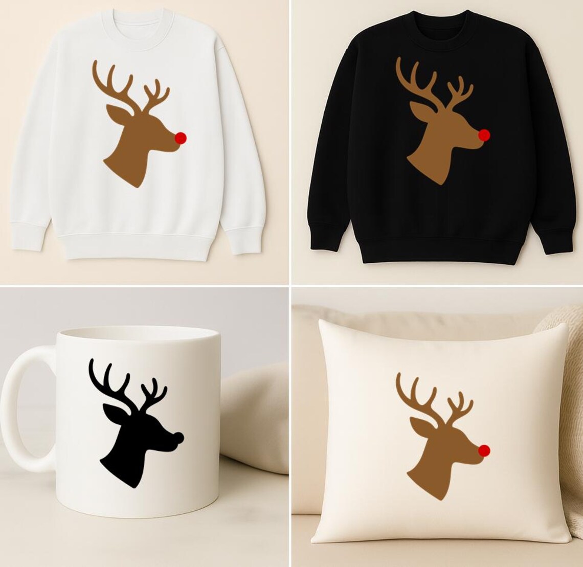 Rudolph Reindeer Head SVG | Layered Rudolph Nose SVG Bonus | Christmas ...