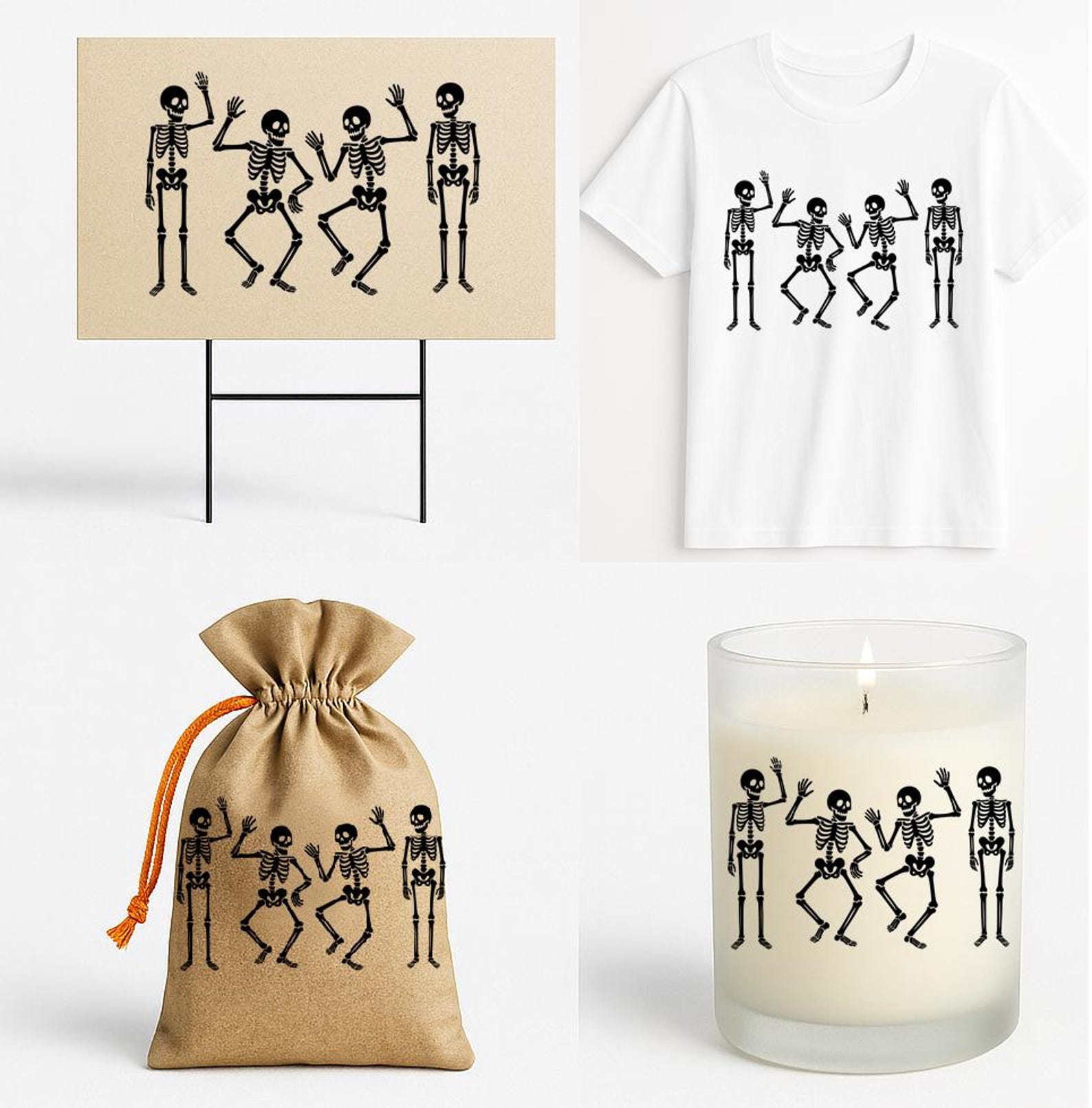 Dancing Skeletons: Halloween Clipart, Spooky Vector Design, Digital ...