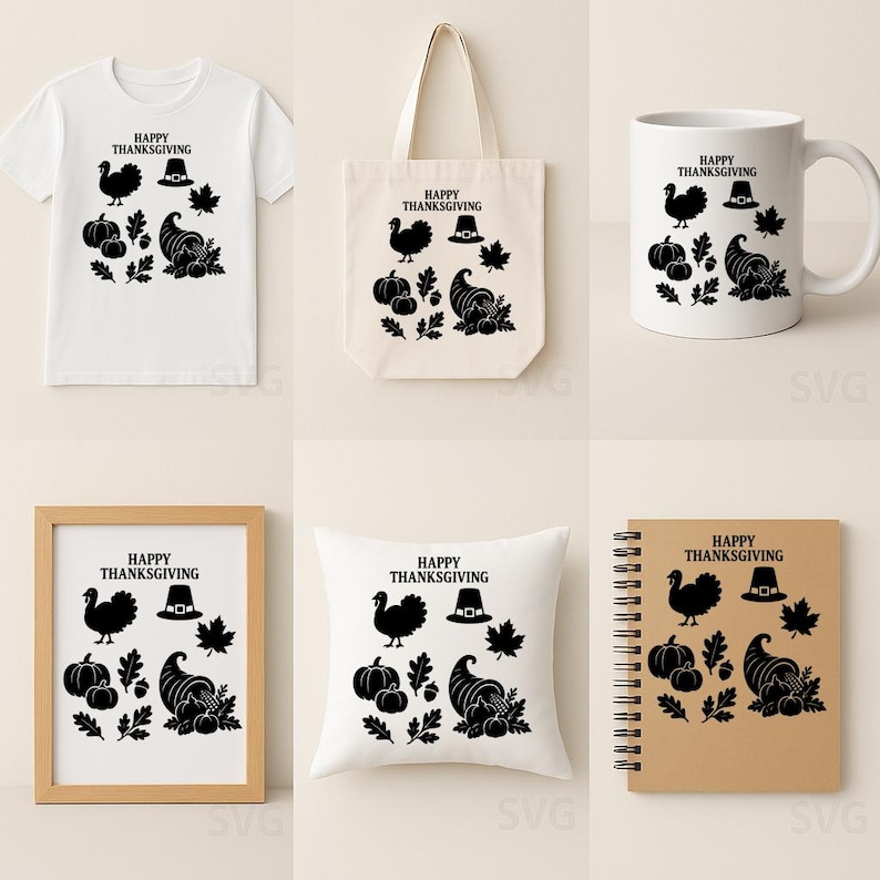 Thanksgiving Silhouette Bundle Svg Png Dxf Eps | Turkey, Pumpkin ...